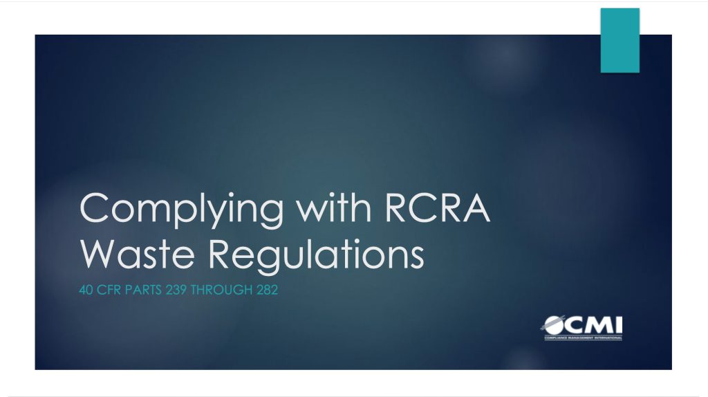 RCRA Hazardous Waste Training - CMI